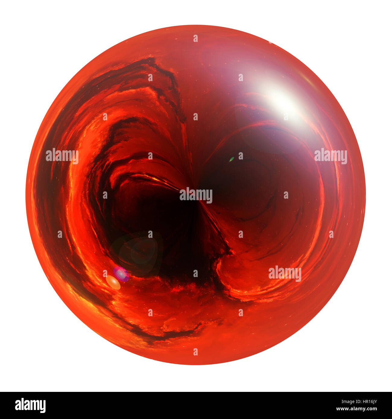 Illustration of red fiery glossy sphere isolated on white background ...