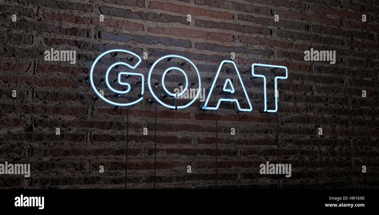 GOAT -Realistic Neon Sign on Brick Wall background - 3D rendered ...
