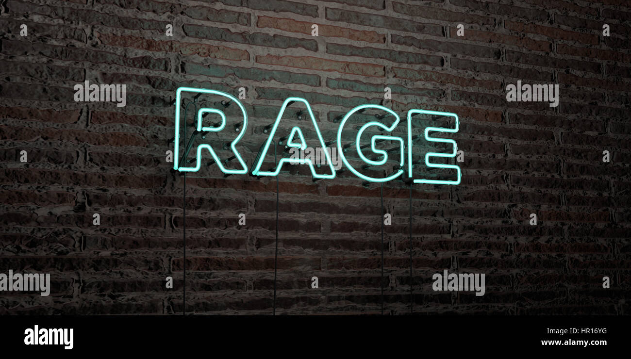 RAGE -Realistic Neon Sign on Brick Wall background - 3D rendered ...