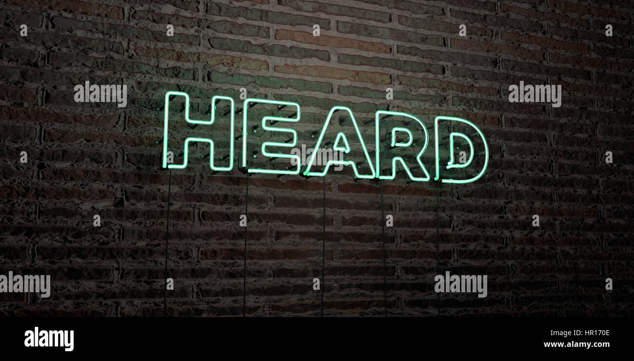 HEARD -Realistic Neon Sign on Brick Wall background - 3D rendered ...