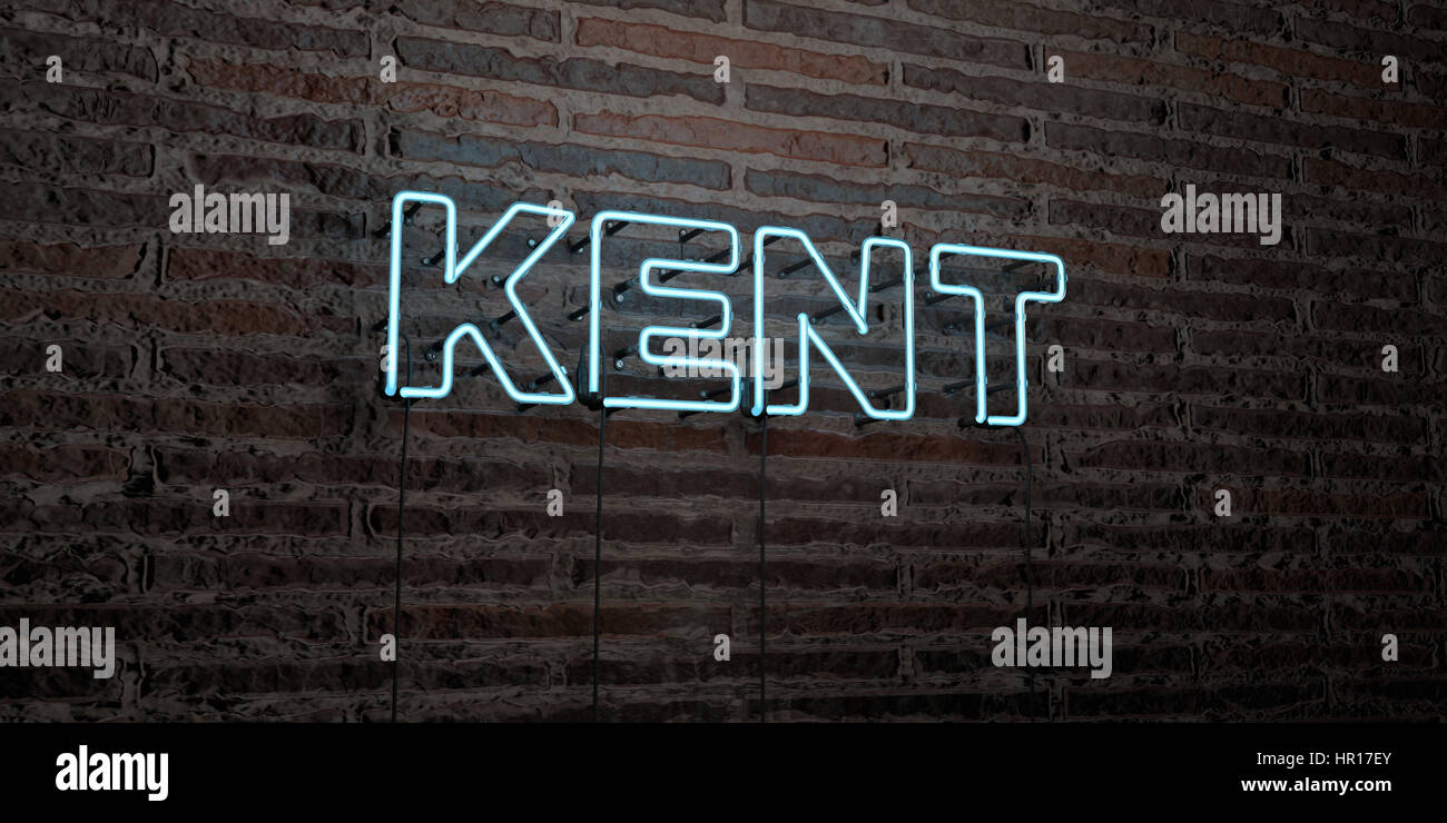 KENT -Realistic Neon Sign on Brick Wall background - 3D rendered ...