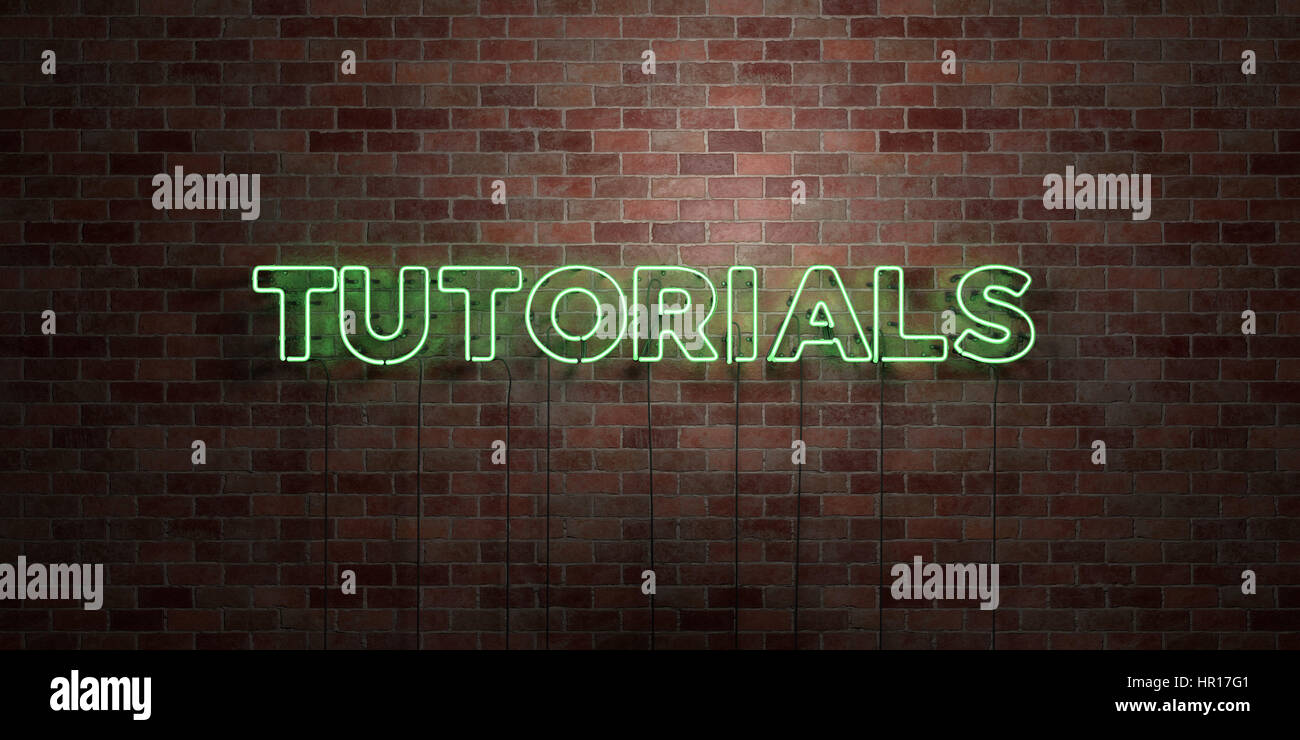 TUTORIALS - fluorescent Neon tube Sign on brickwork - Front view - 3D ...