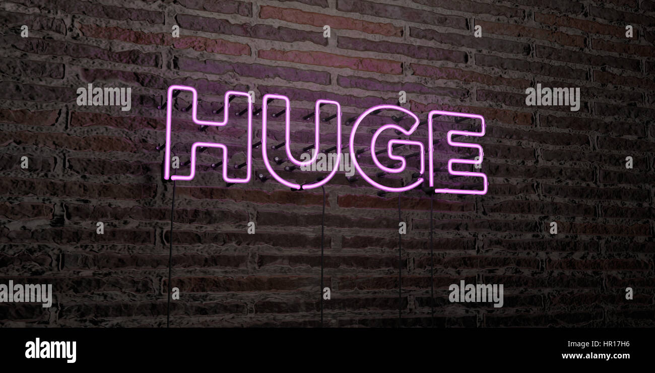 HUGE -Realistic Neon Sign on Brick Wall background - 3D rendered ...