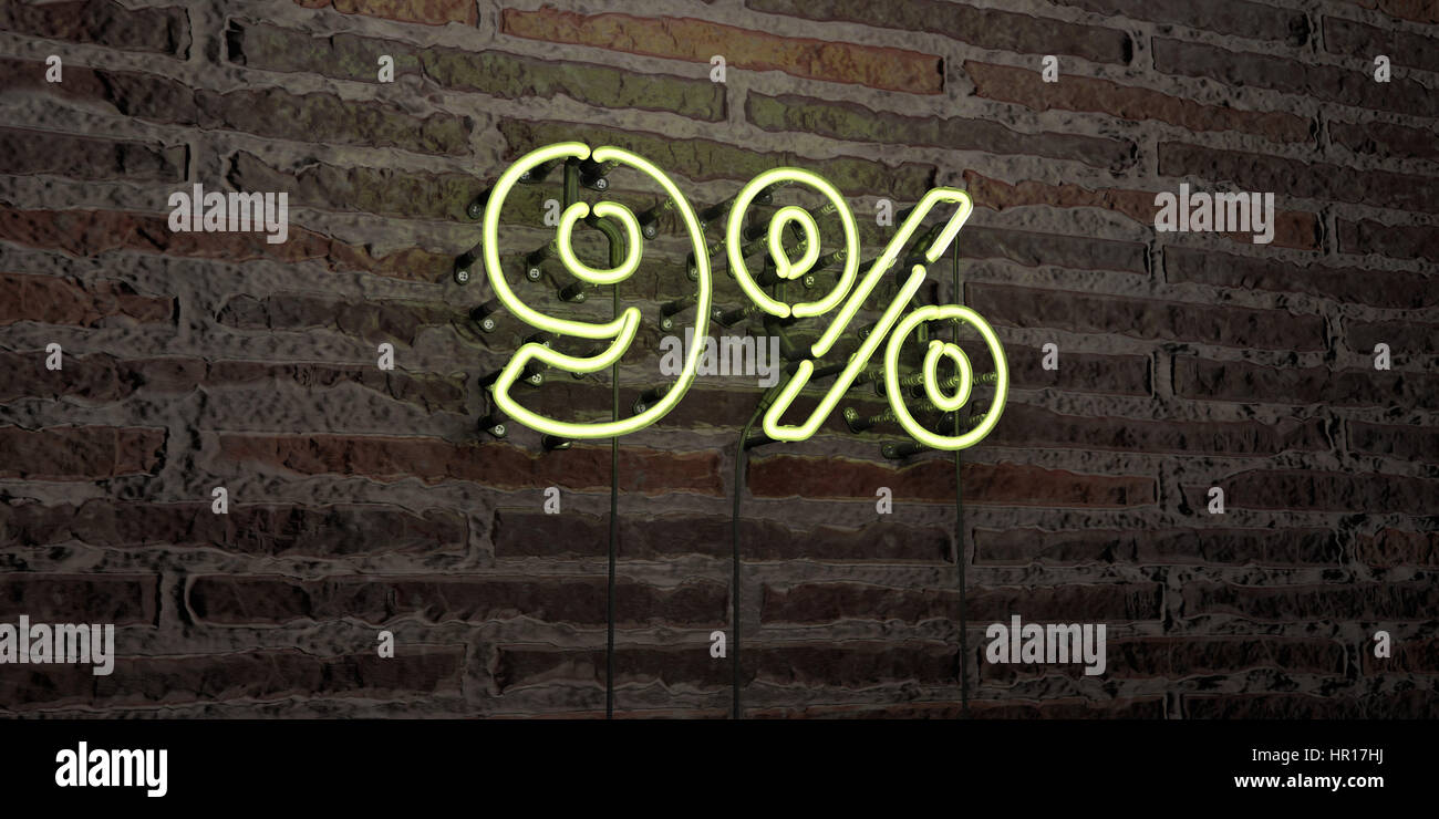 9% -Realistic Neon Sign on Brick Wall background - 3D rendered royalty ...
