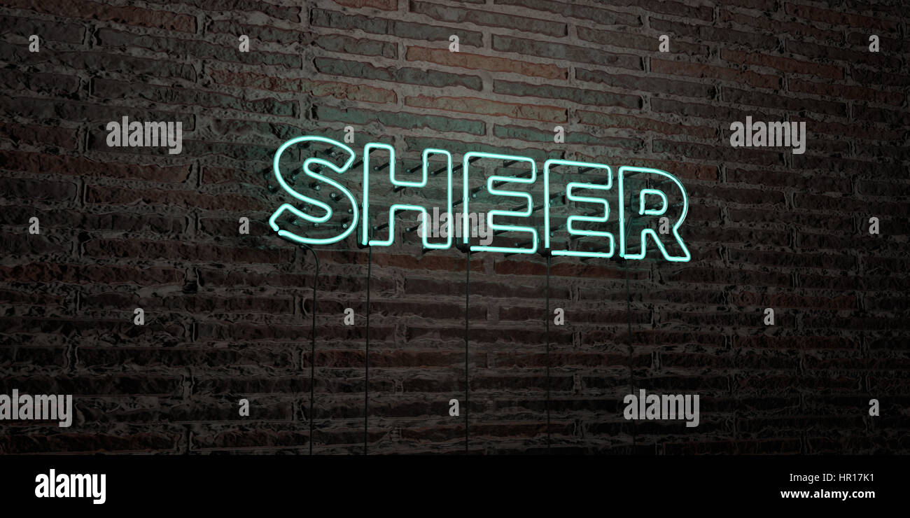 SHEER -Realistic Neon Sign on Brick Wall background - 3D rendered ...
