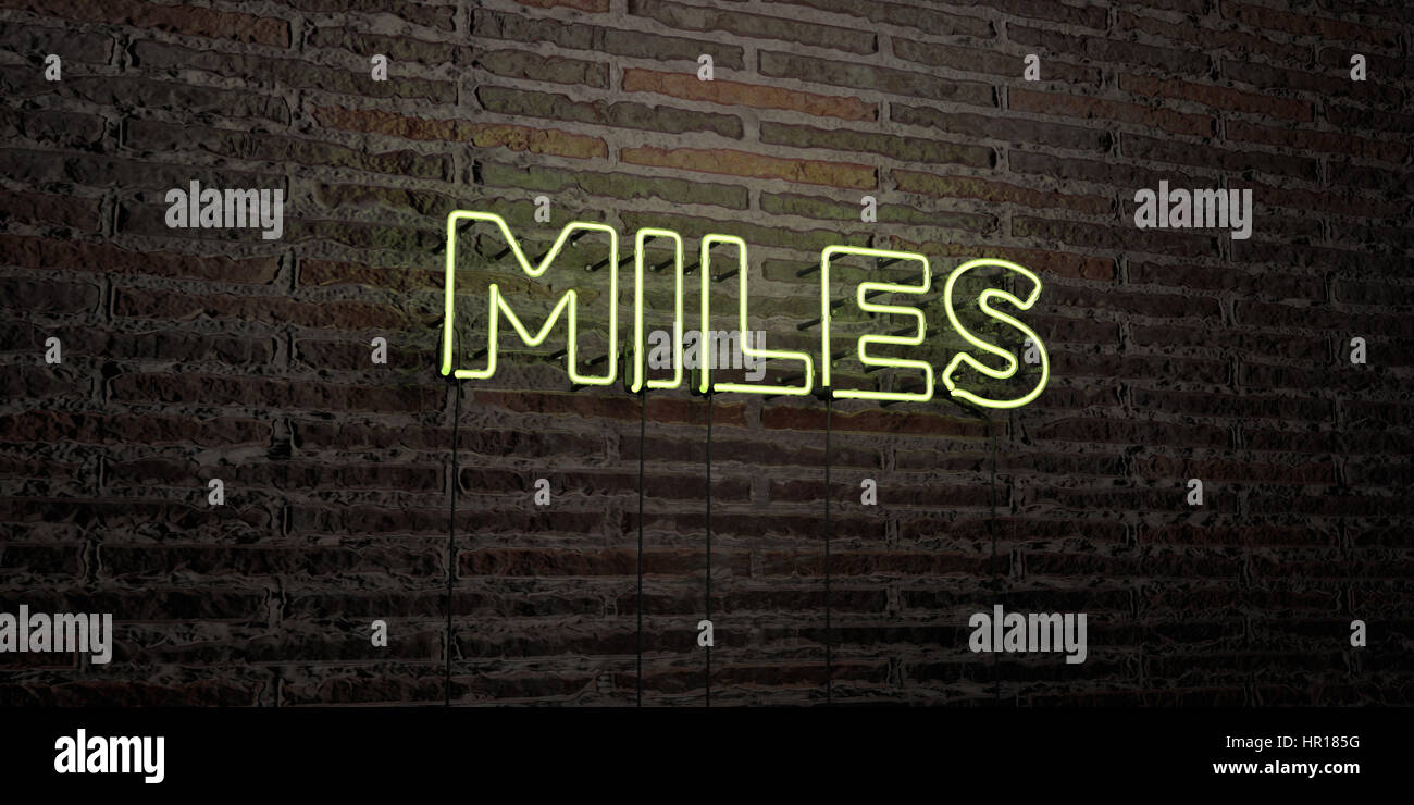 MILES -Realistic Neon Sign on Brick Wall background - 3D rendered ...
