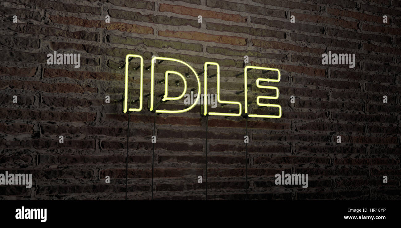 IDLE -Realistic Neon Sign on Brick Wall background - 3D rendered ...