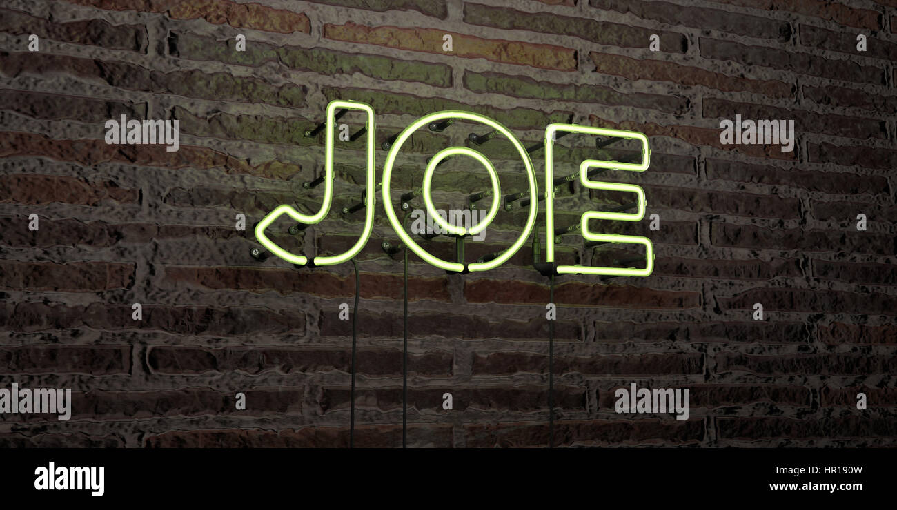 JOE -Realistic Neon Sign on Brick Wall background - 3D rendered royalty ...