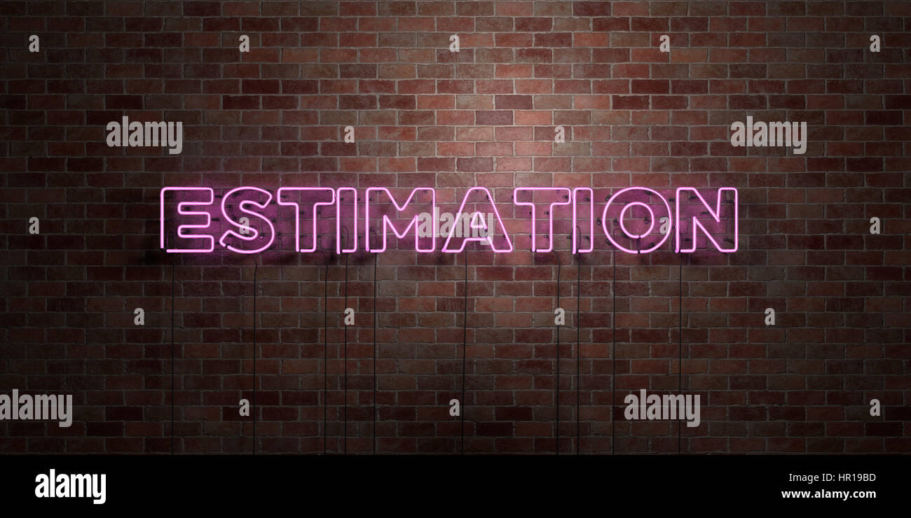 ESTIMATION - fluorescent Neon tube Sign on brickwork - Front view - 3D ...