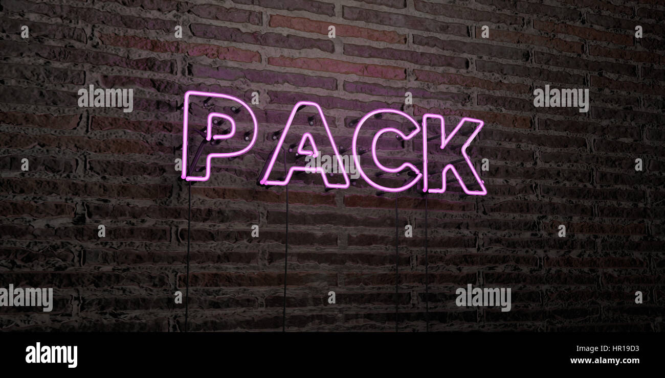 PACK -Realistic Neon Sign on Brick Wall background - 3D rendered ...