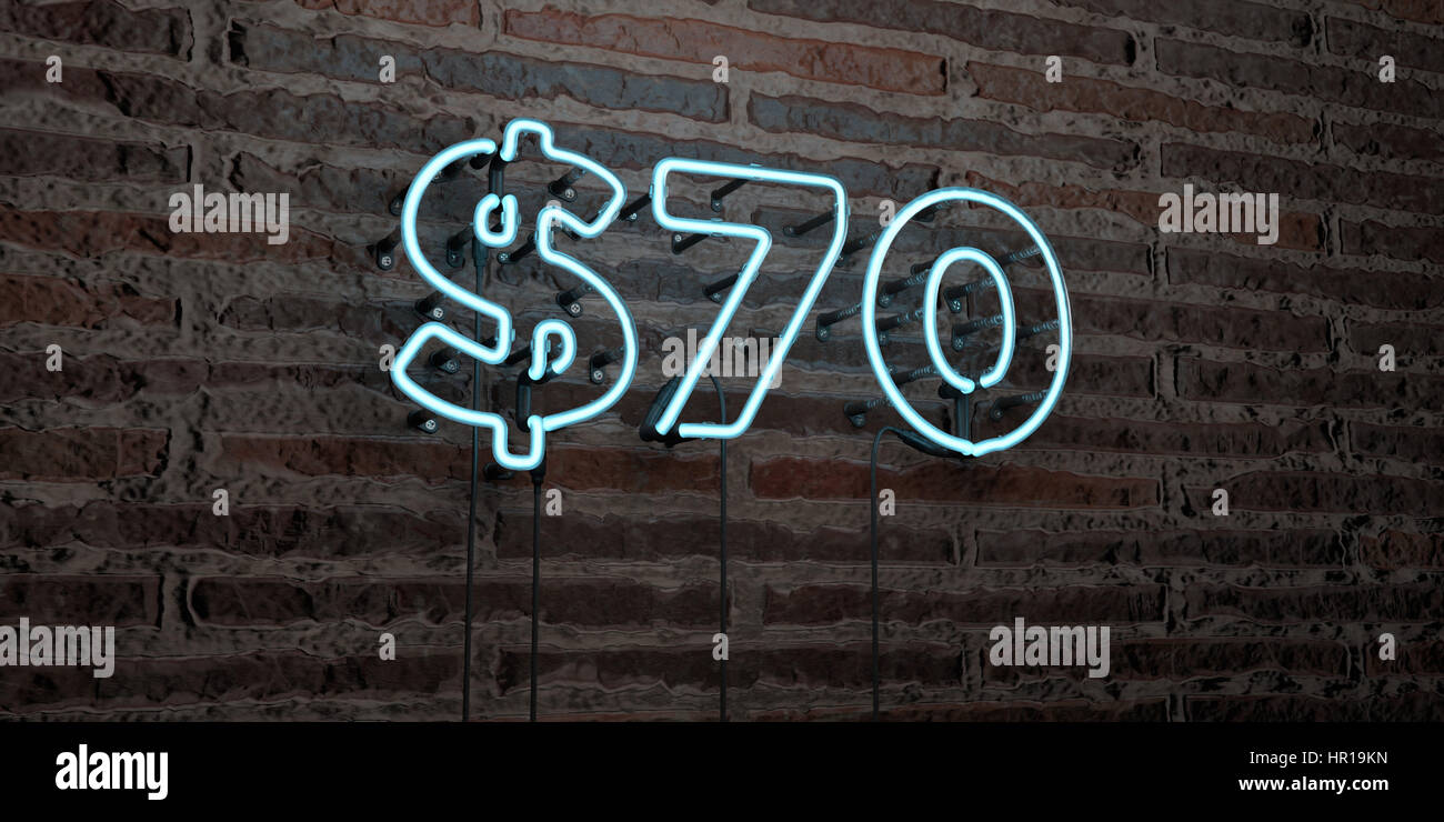 $70 -Realistic Neon Sign on Brick Wall background - 3D rendered royalty ...