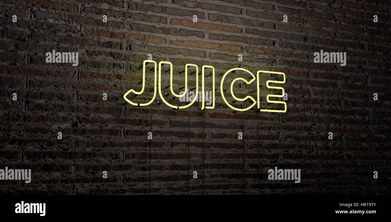 JUICE -Realistic Neon Sign on Brick Wall background - 3D rendered ...
