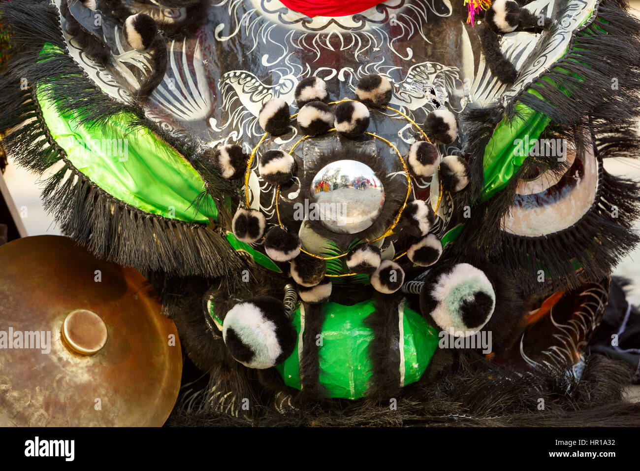 Lion dance masks for Asian / Chinese New Year celebrations Stock Photo ...