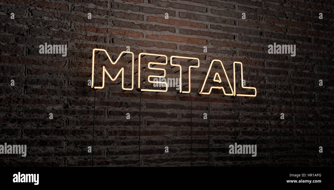 METAL -Realistic Neon Sign on Brick Wall background - 3D rendered ...