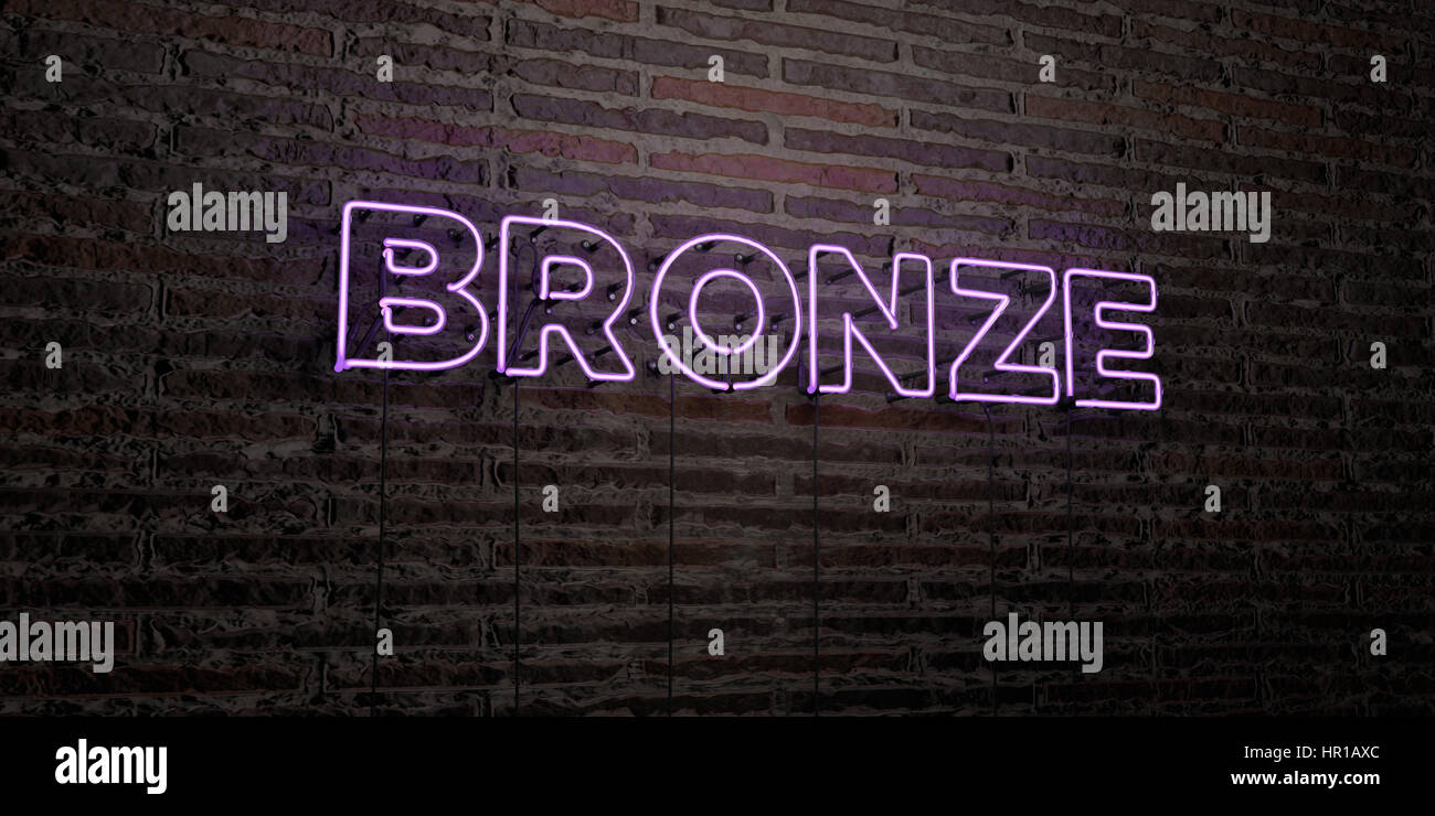 BRONZE -Realistic Neon Sign on Brick Wall background - 3D rendered ...