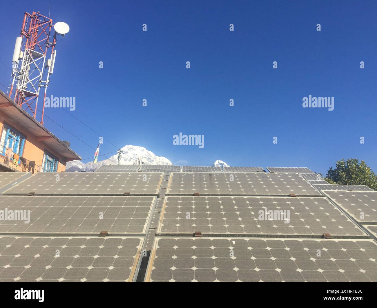 Solar panel for energy supply at Ghandruk, Nepal Stock Photo - Alamy