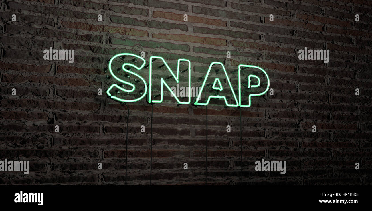 SNAP -Realistic Neon Sign on Brick Wall background - 3D rendered ...