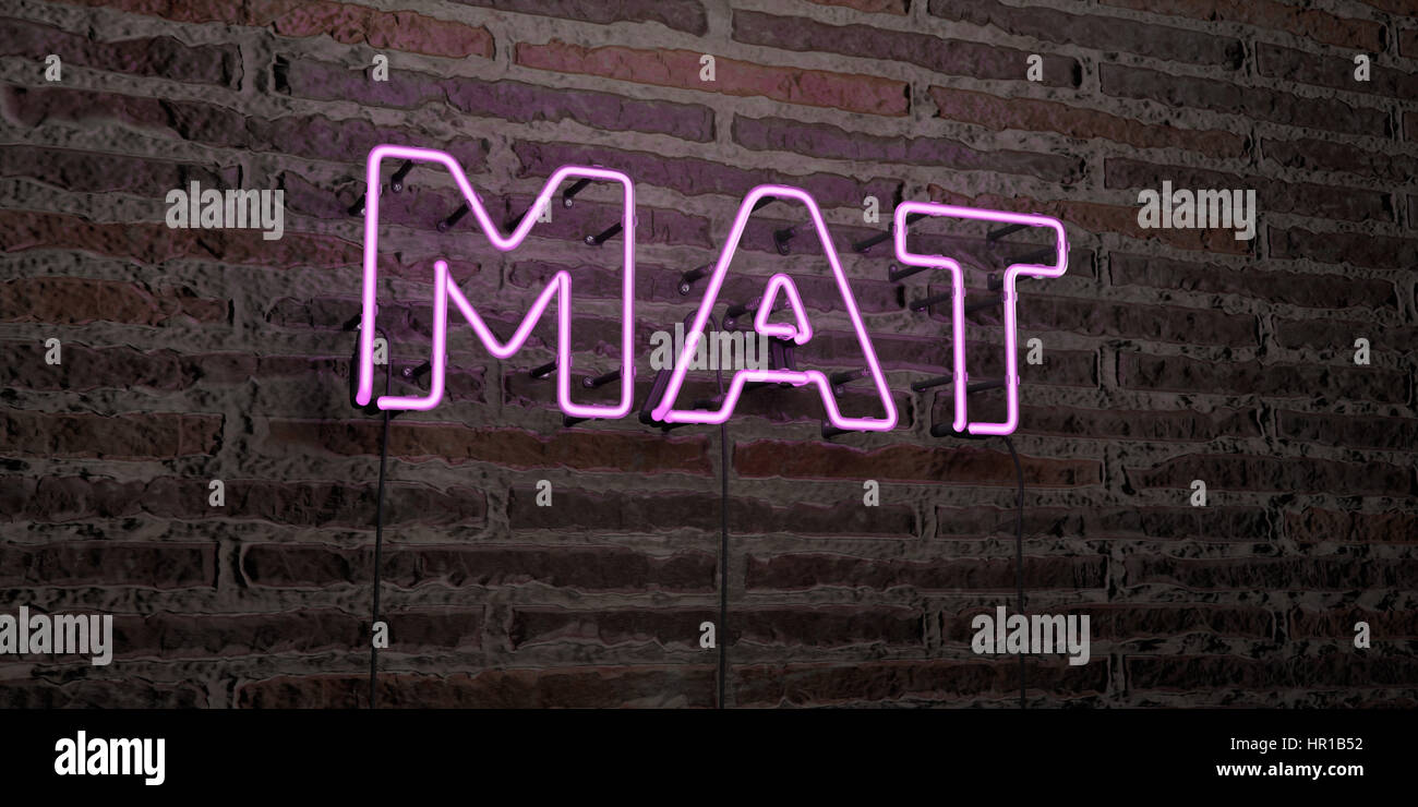 MAT -Realistic Neon Sign on Brick Wall background - 3D rendered royalty ...
