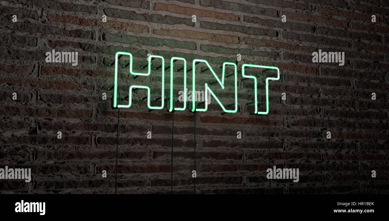 HINT -Realistic Neon Sign on Brick Wall background - 3D rendered ...