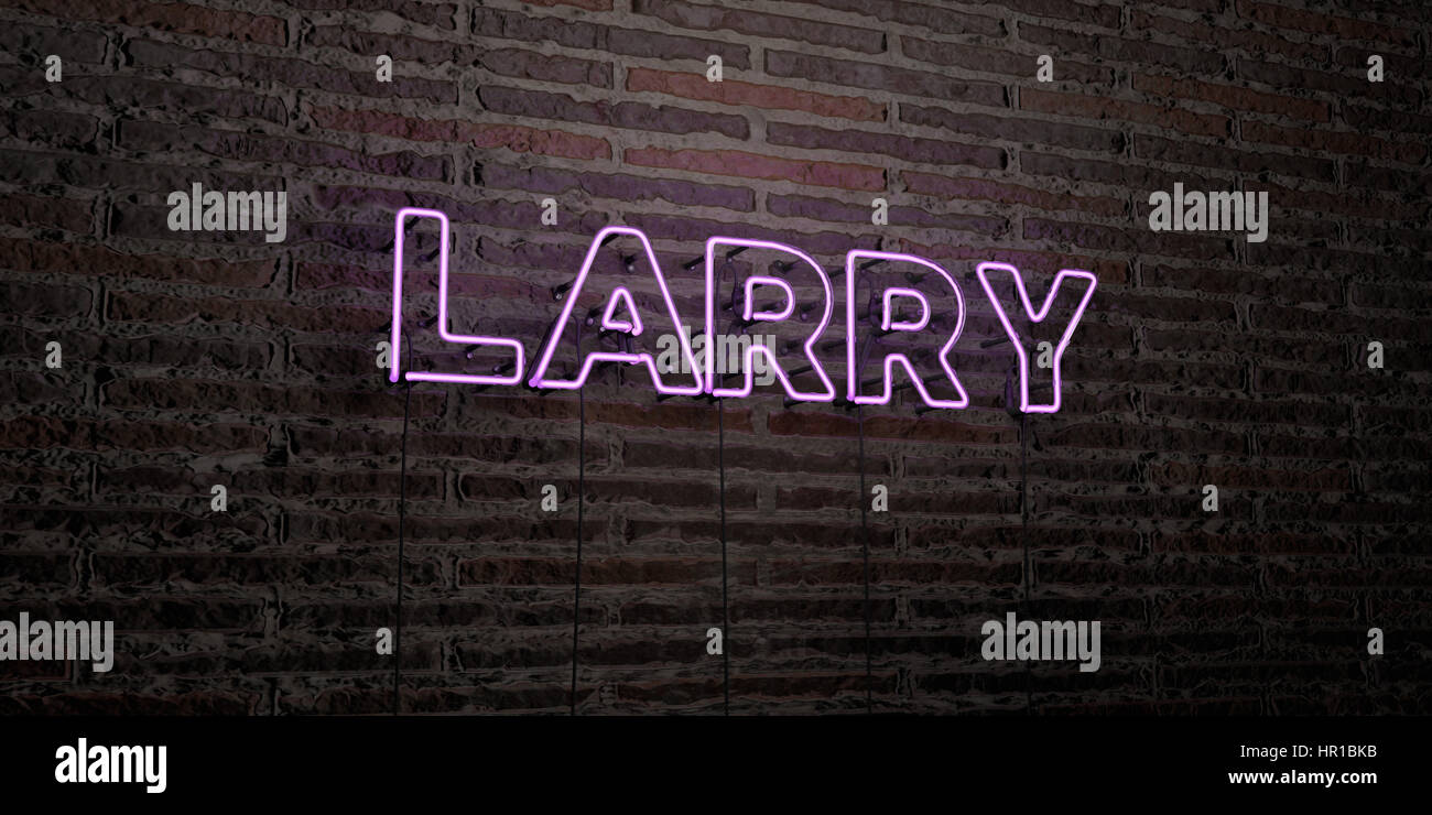 LARRY -Realistic Neon Sign on Brick Wall background - 3D rendered ...