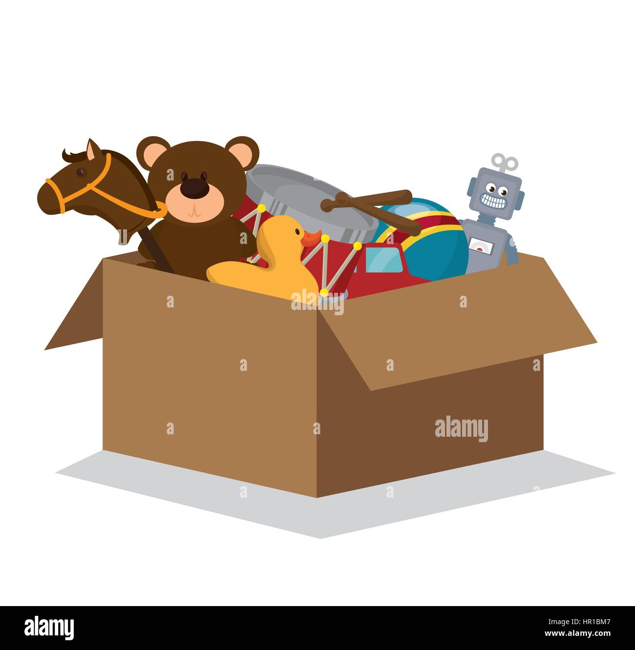 Wooden toys in box Stock Vector Images - Alamy