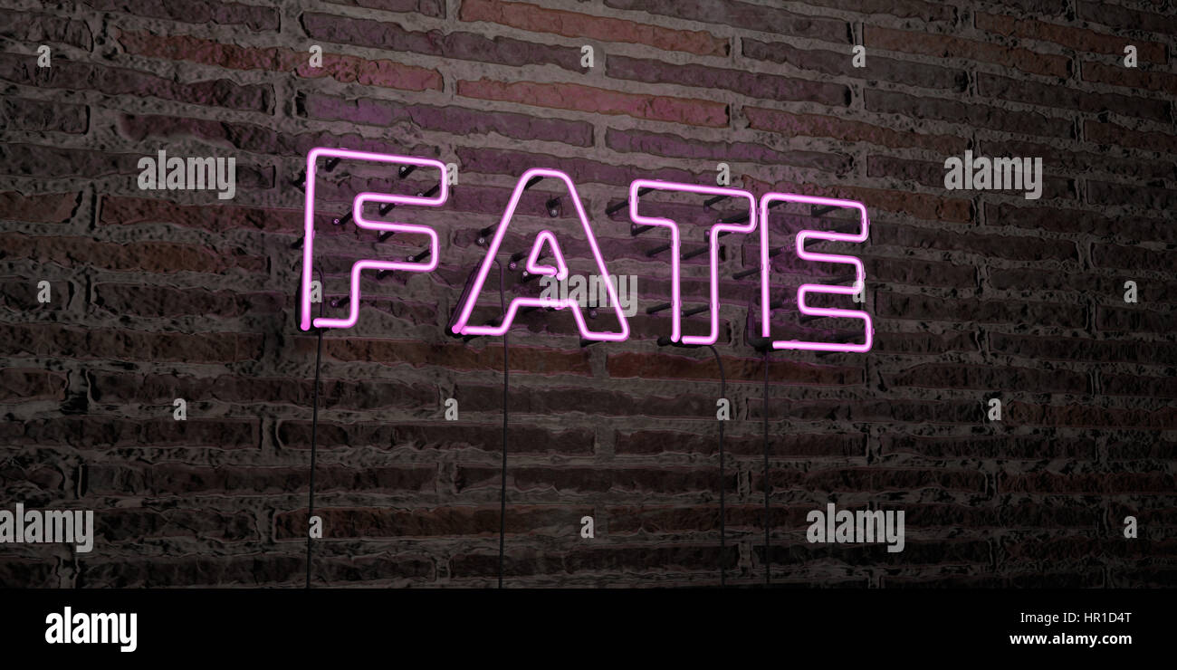 FATE -Realistic Neon Sign on Brick Wall background - 3D rendered ...