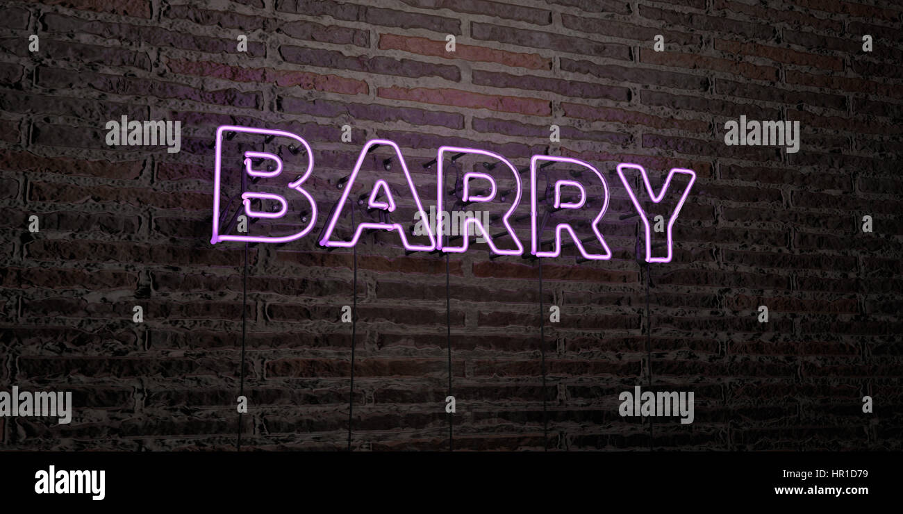 BARRY -Realistic Neon Sign on Brick Wall background - 3D rendered ...