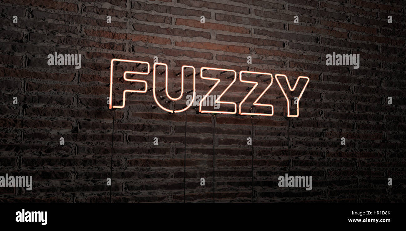 FUZZY -Realistic Neon Sign on Brick Wall background - 3D rendered ...