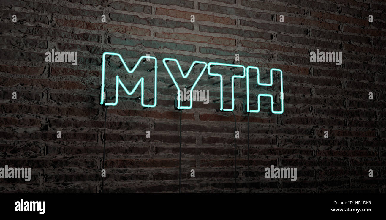 MYTH -Realistic Neon Sign on Brick Wall background - 3D rendered ...