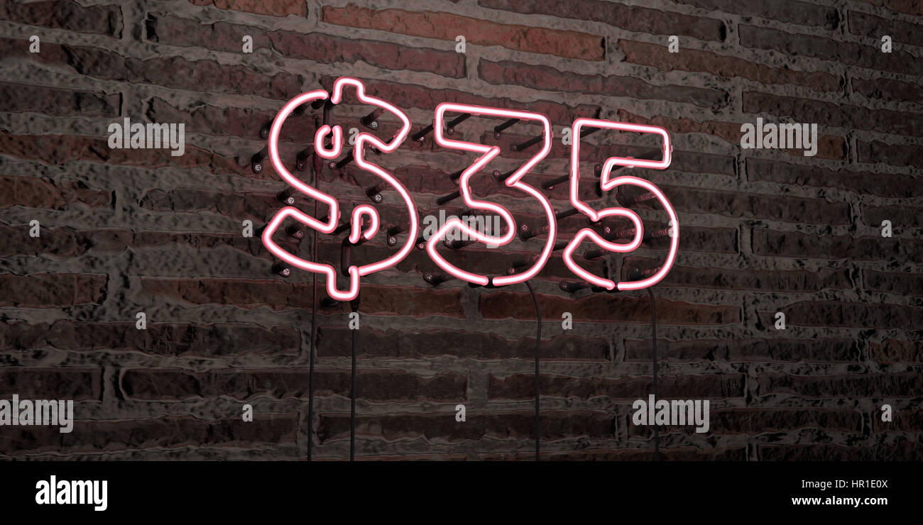 $35 -Realistic Neon Sign on Brick Wall background - 3D rendered royalty ...
