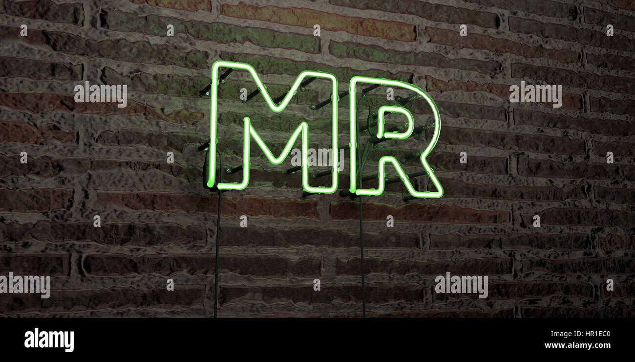 MR -Realistic Neon Sign on Brick Wall background - 3D rendered royalty ...