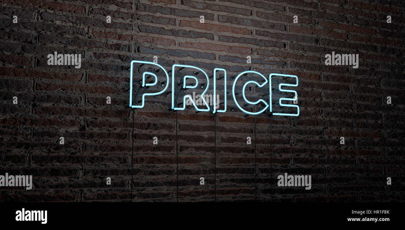 PRICE -Realistic Neon Sign on Brick Wall background - 3D rendered ...