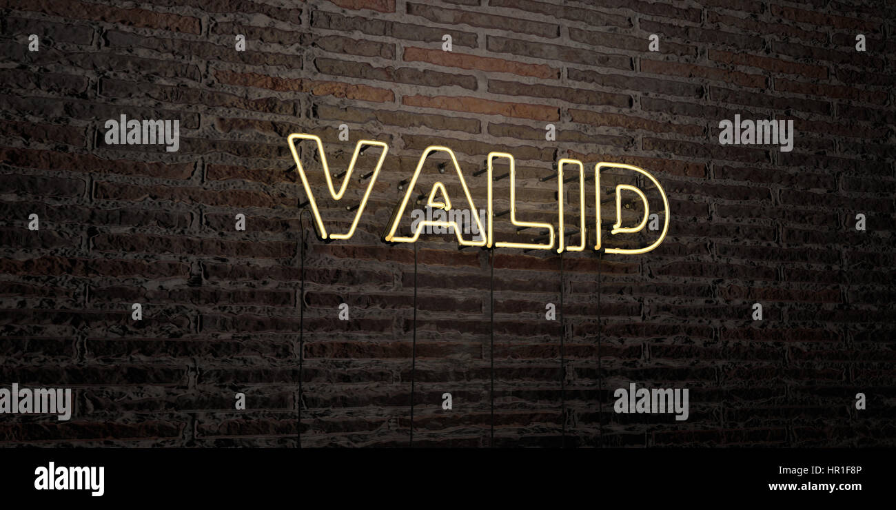 VALID -Realistic Neon Sign on Brick Wall background - 3D rendered ...