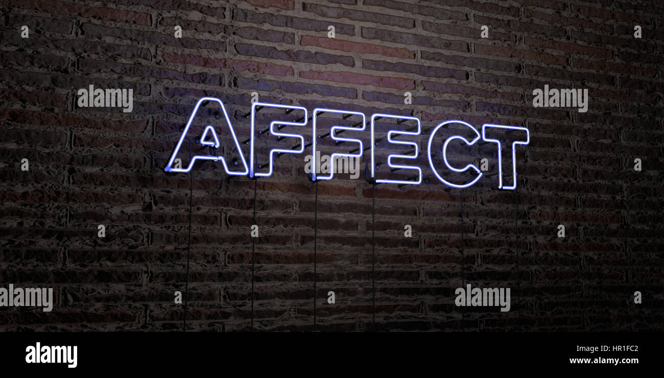AFFECT -Realistic Neon Sign on Brick Wall background - 3D rendered ...