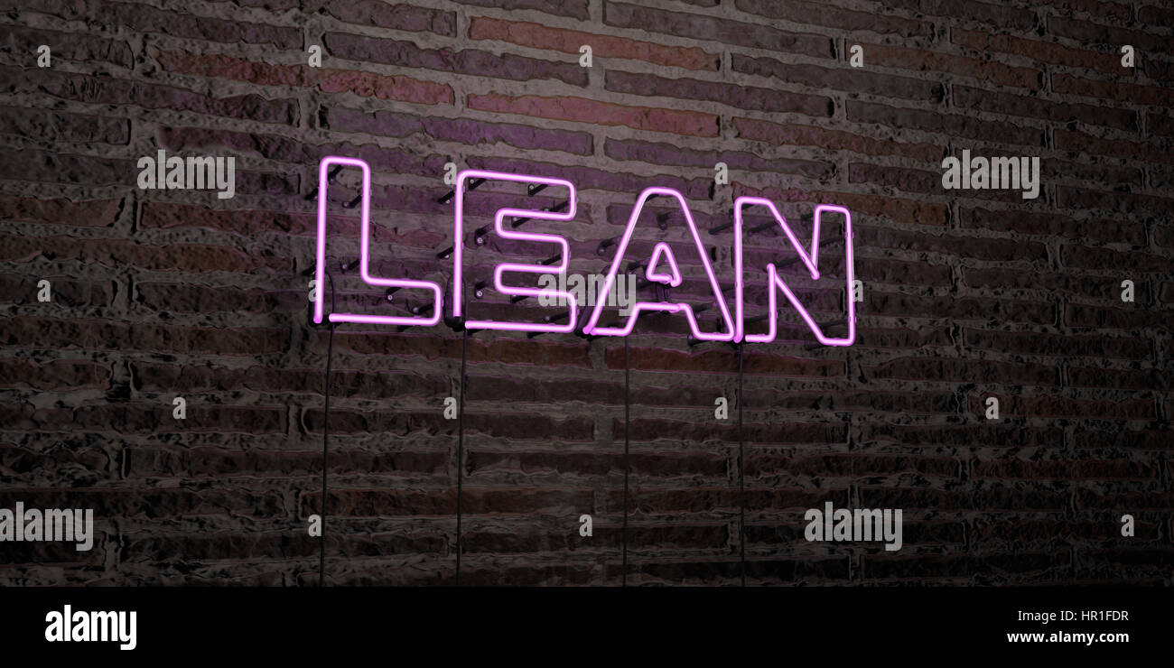 LEAN -Realistic Neon Sign on Brick Wall background - 3D rendered ...