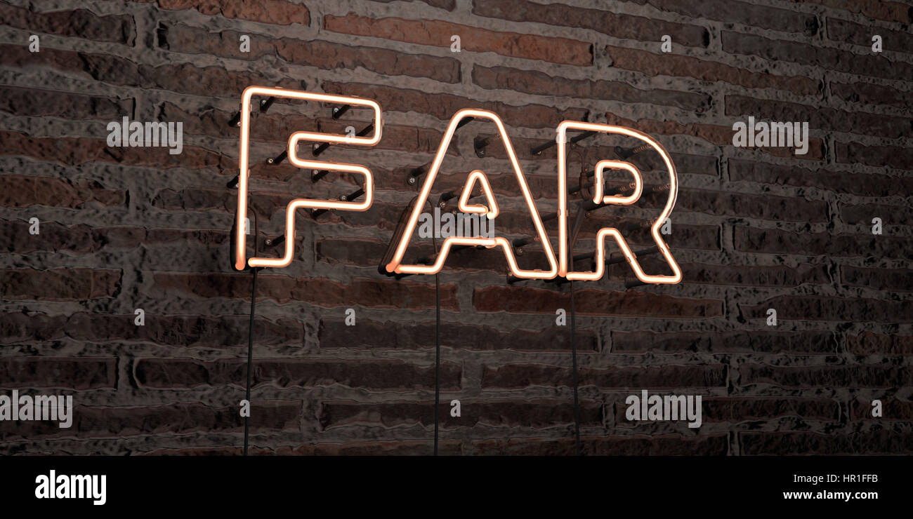 FAR -Realistic Neon Sign on Brick Wall background - 3D rendered royalty ...