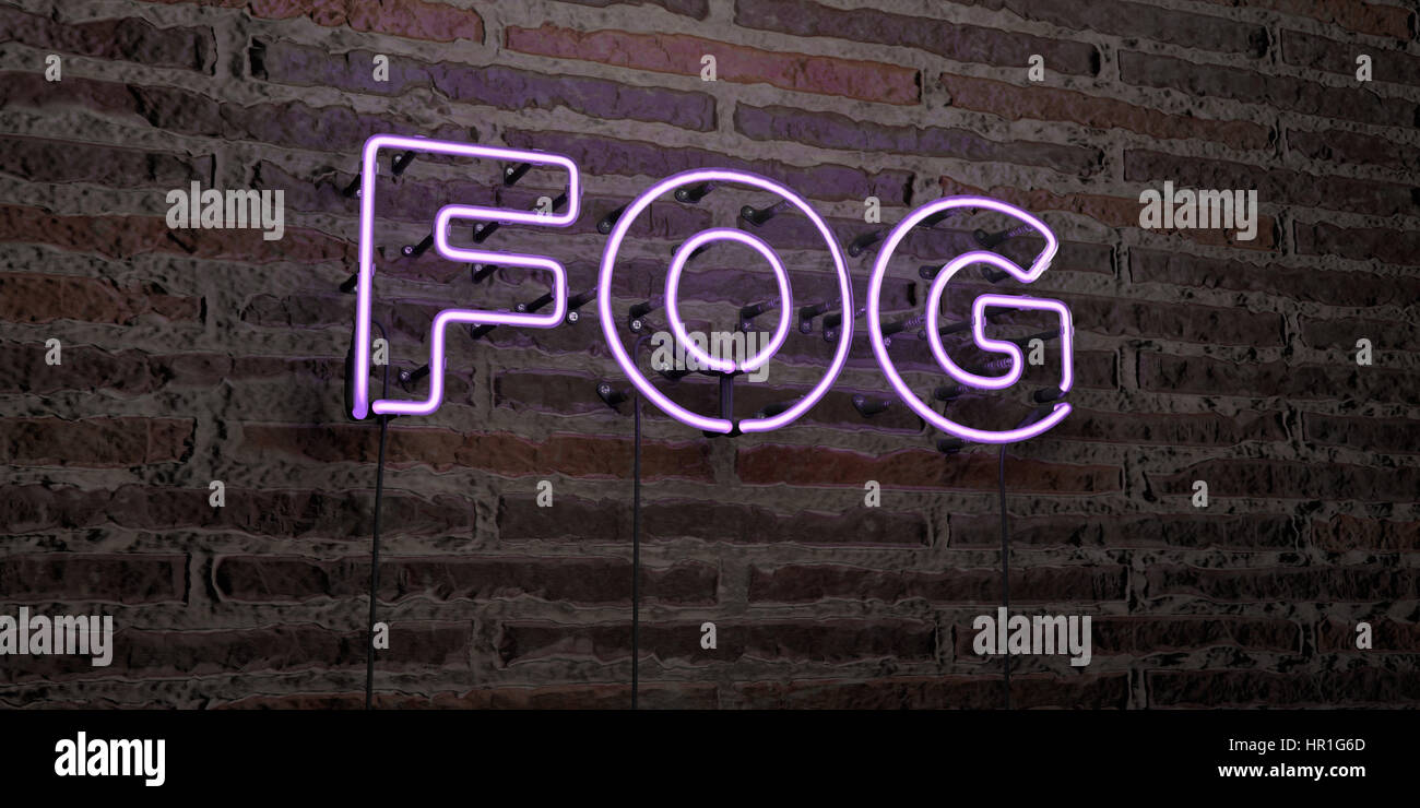 FOG -Realistic Neon Sign on Brick Wall background - 3D rendered royalty ...