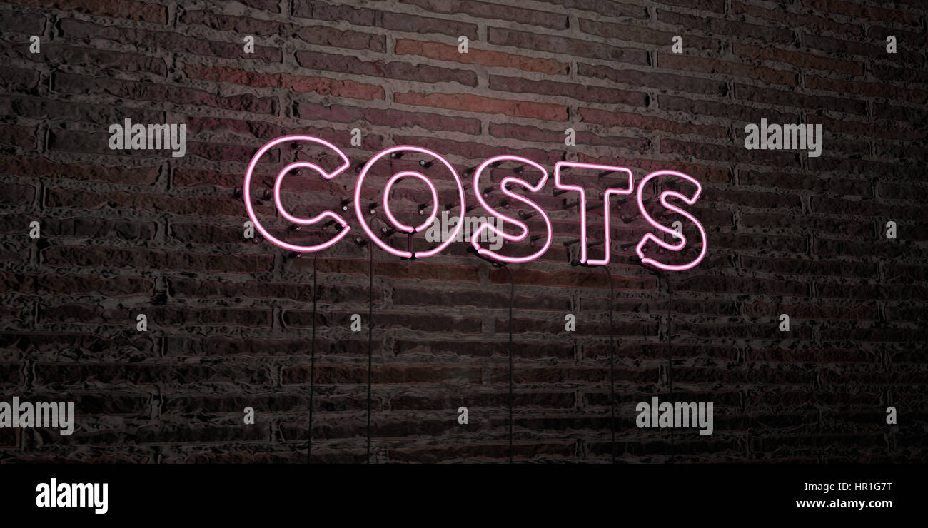 COSTS -Realistic Neon Sign on Brick Wall background - 3D rendered ...
