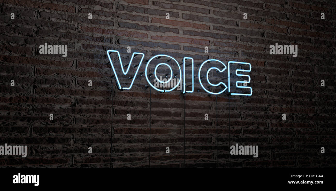 VOICE -Realistic Neon Sign on Brick Wall background - 3D rendered ...