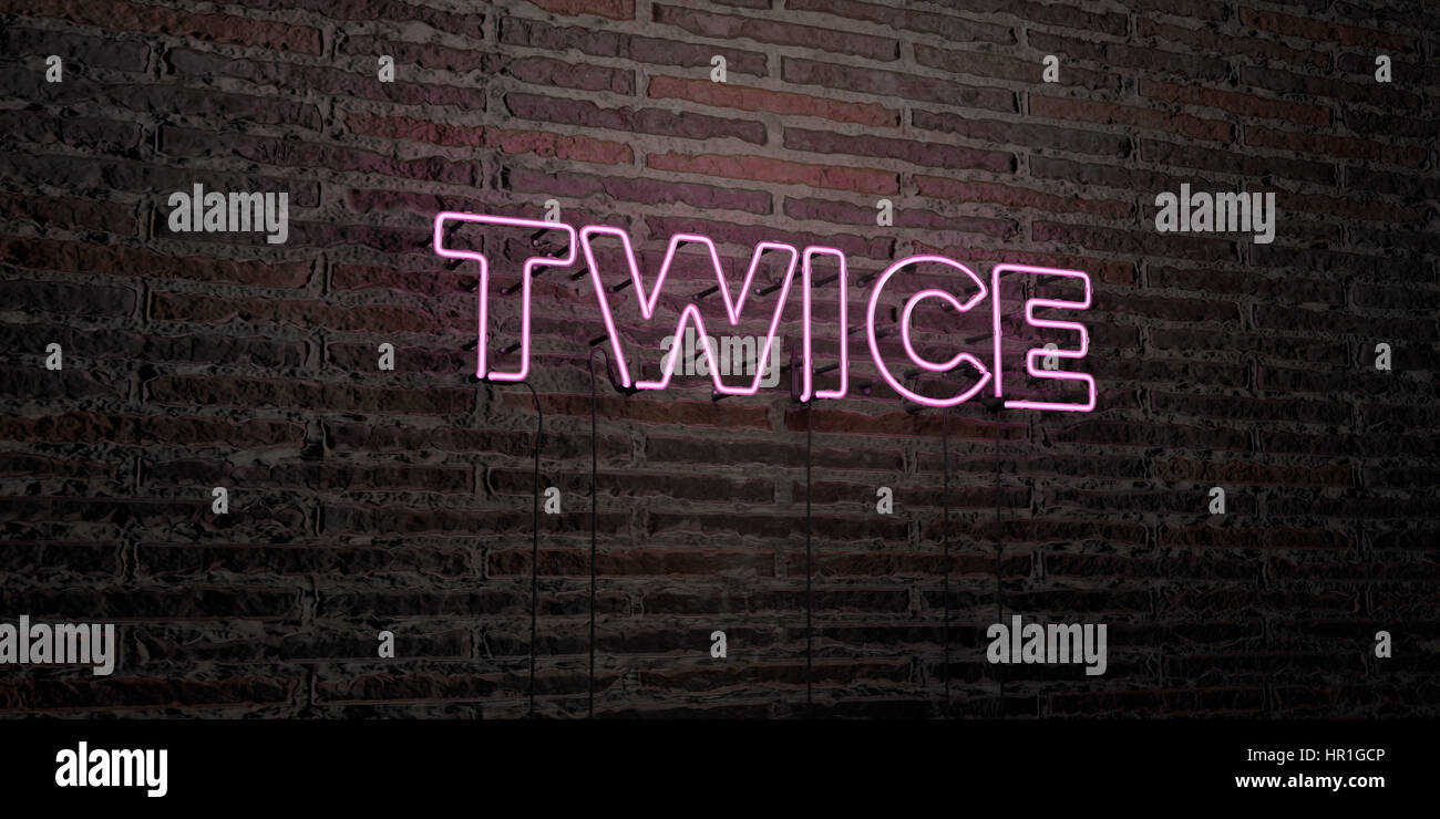 TWICE -Realistic Neon Sign on Brick Wall background - 3D rendered ...