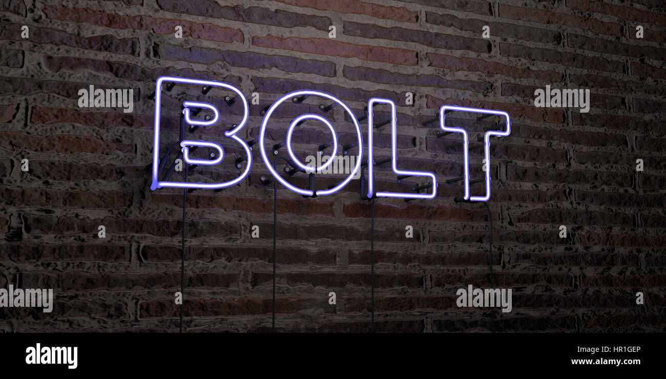 BOLT -Realistic Neon Sign on Brick Wall background - 3D rendered ...