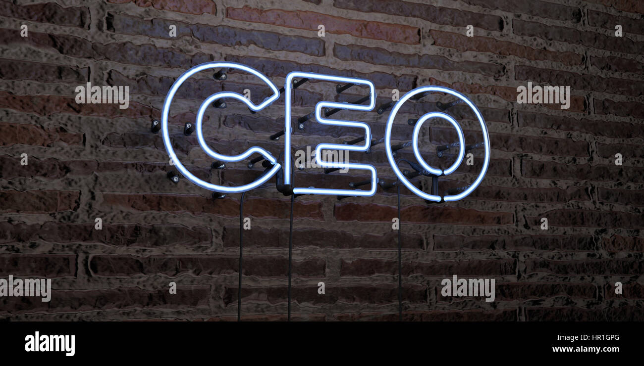 CEO -Realistic Neon Sign on Brick Wall background - 3D rendered royalty ...