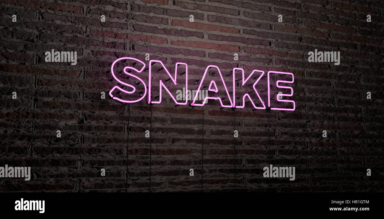 SNAKE -Realistic Neon Sign on Brick Wall background - 3D rendered ...