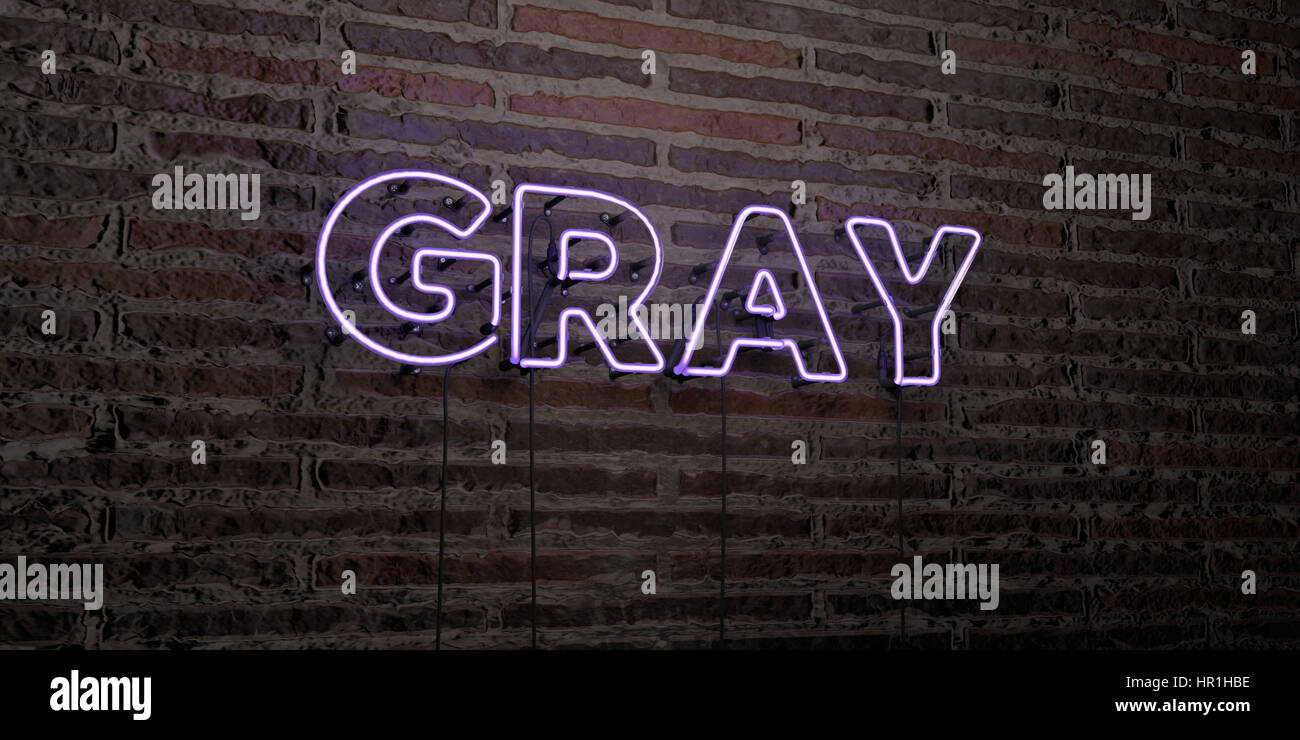 GRAY -Realistic Neon Sign on Brick Wall background - 3D rendered ...