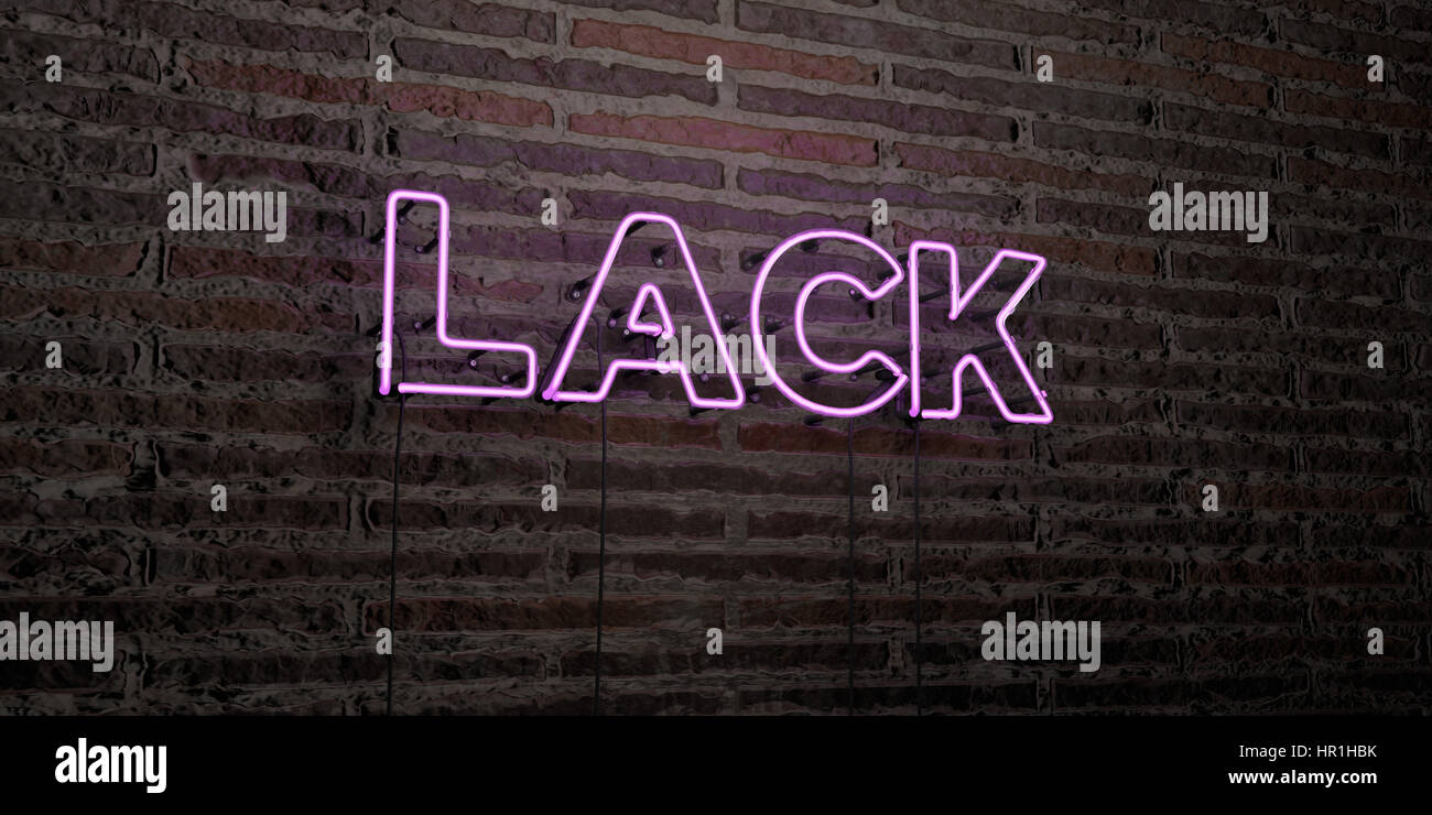 LACK -Realistic Neon Sign on Brick Wall background - 3D rendered ...