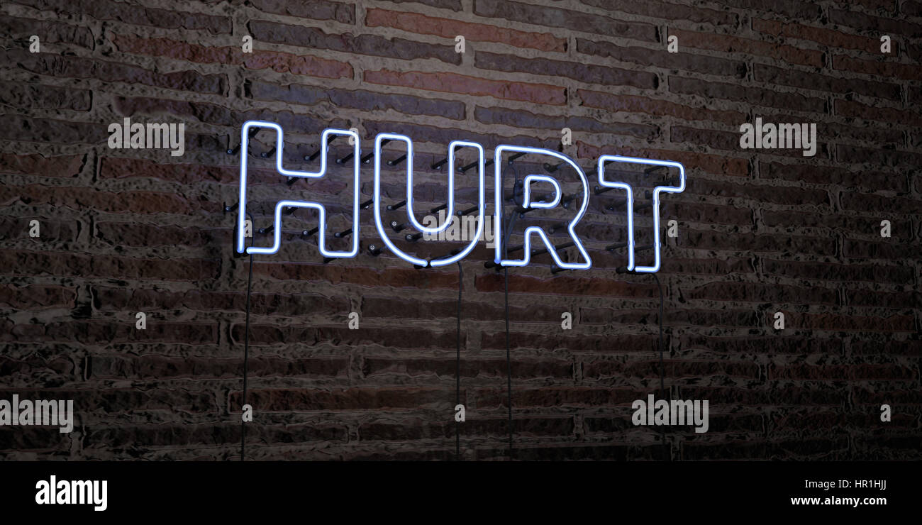 HURT -Realistic Neon Sign on Brick Wall background - 3D rendered ...