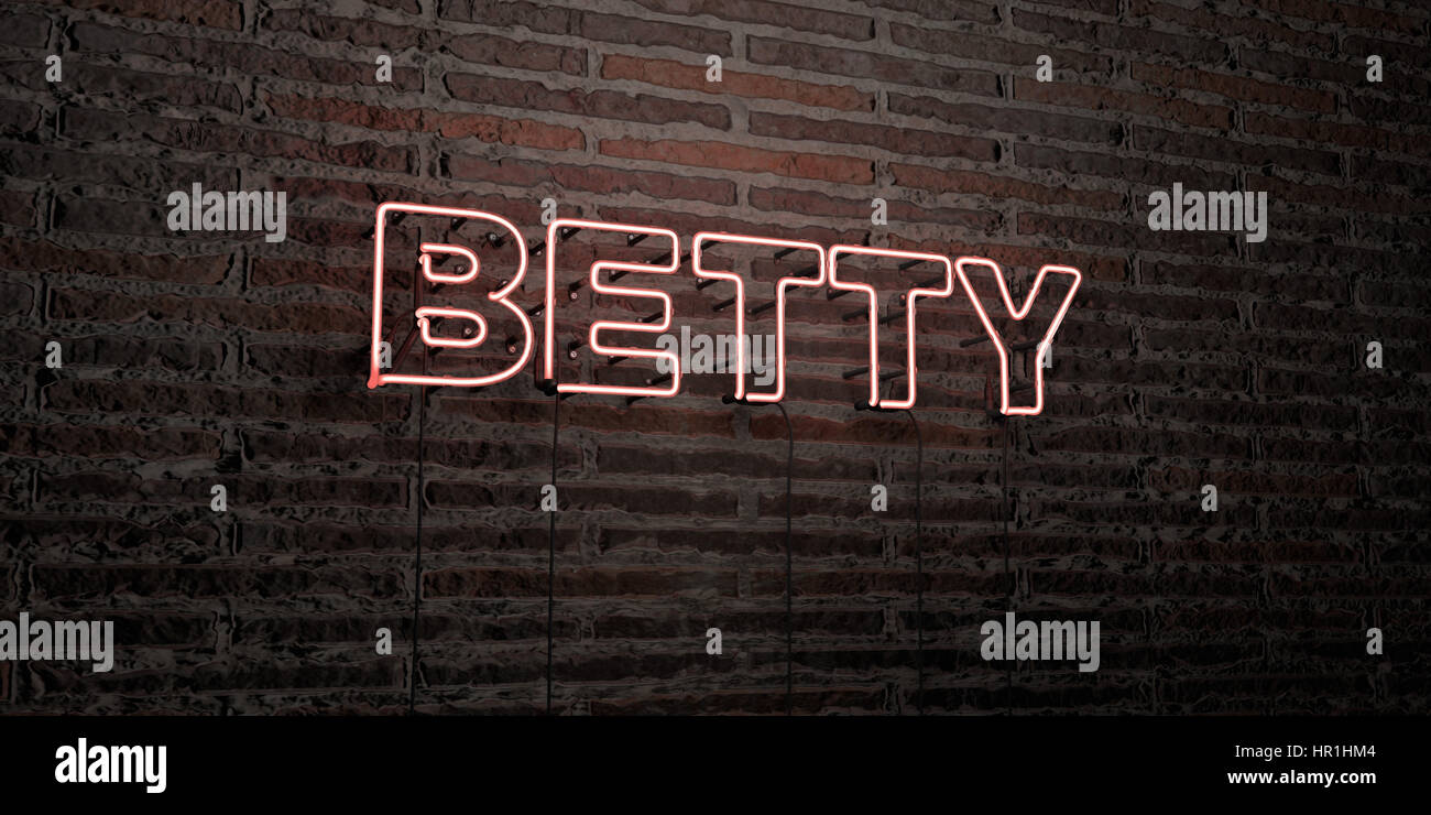 BETTY -Realistic Neon Sign on Brick Wall background - 3D rendered ...