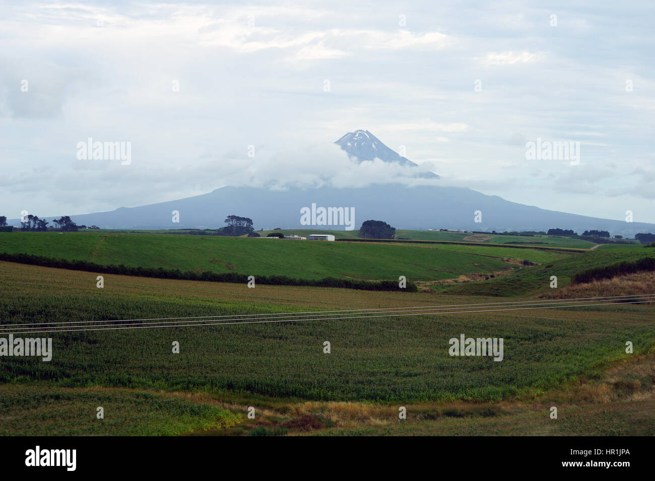 Mount Taranaki, or Mount Egmont, active volcano in the West Coast of ...