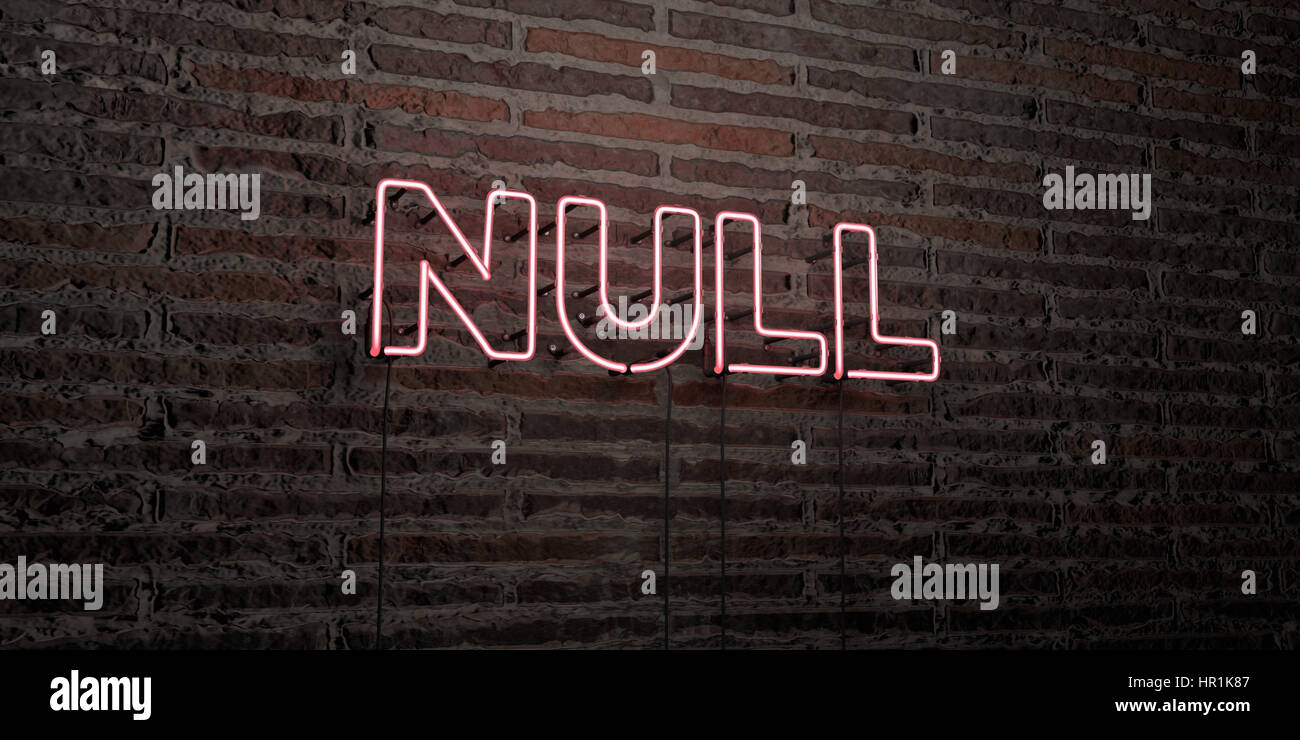 NULL -Realistic Neon Sign on Brick Wall background - 3D rendered ...