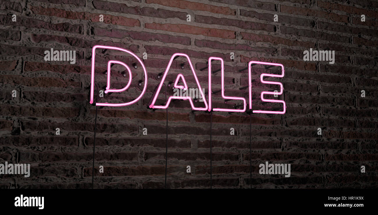 DALE -Realistic Neon Sign on Brick Wall background - 3D rendered ...